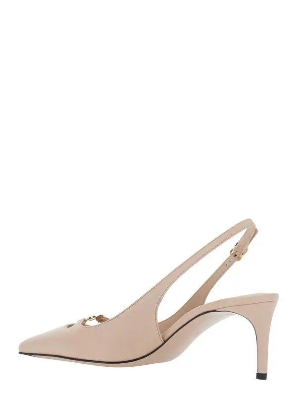 Dolce & Gabbana Leather Slingback Pumps With Logo Plate - Multicolor