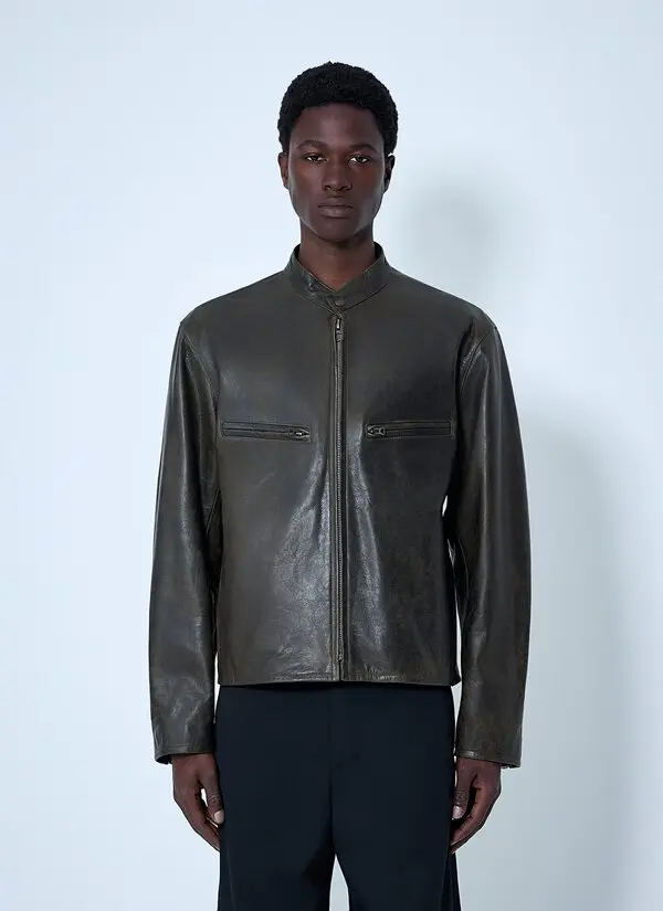 LEMAIRE Leather Zip Jacket - Multicolor
