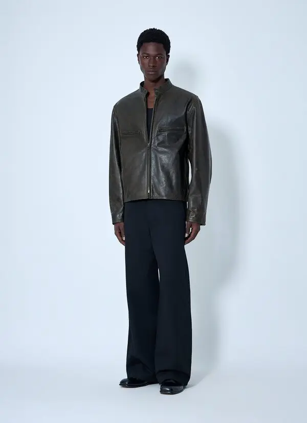 LEMAIRE Leather Zip Jacket - Multicolor