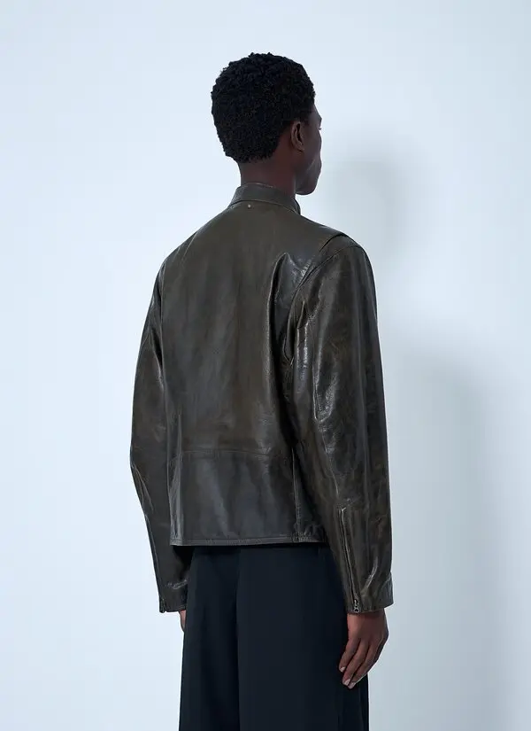 LEMAIRE Leather Zip Jacket - Multicolor