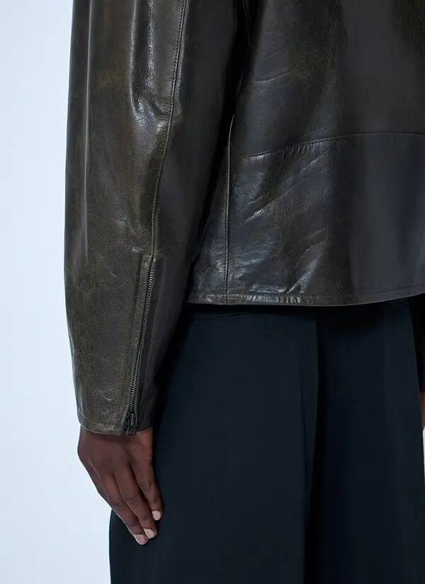 LEMAIRE Leather Zip Jacket - Multicolor