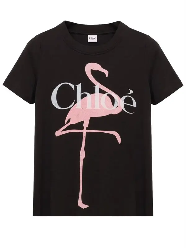 Chloé T-shirt With Flamingo Logo - Black