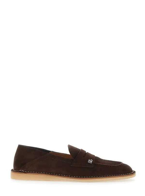 Dolce & Gabbana Suede Florio Loafers With Dg Logo Detail - Multicolor