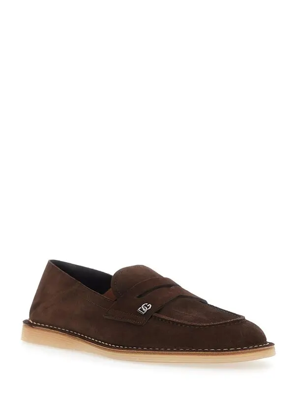 Dolce & Gabbana Suede Florio Loafers With Dg Logo Detail - Multicolor
