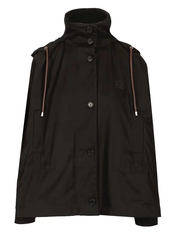 Loewe Cotton And Silk Hooded Jacket With Leather Accents
