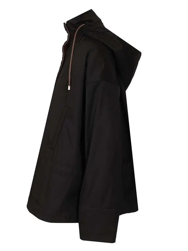 Loewe Cotton And Silk Hooded Jacket With Leather Accents