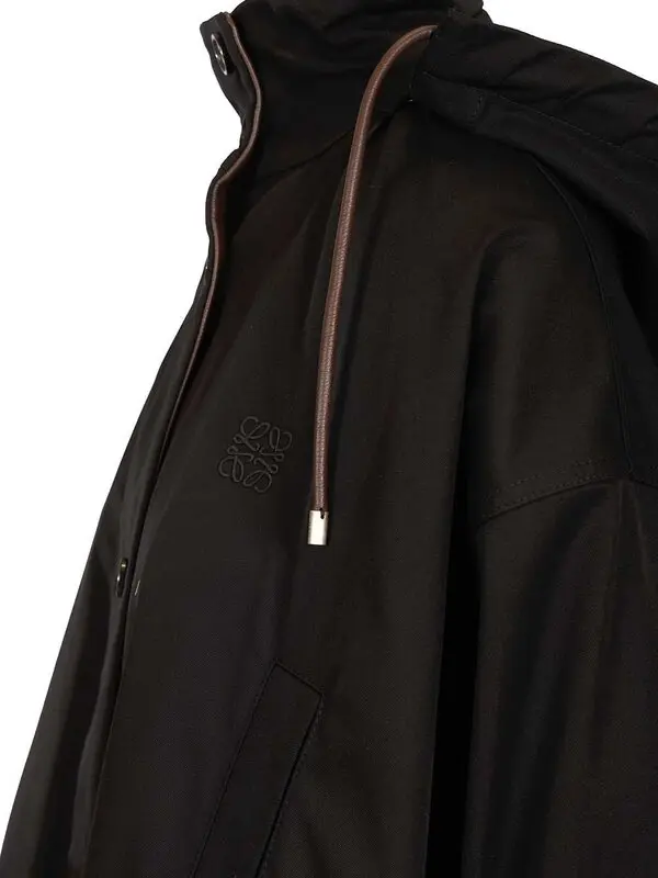 Loewe Cotton And Silk Hooded Jacket With Leather Accents