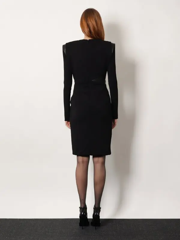 Versace V-neck Crepe Mini Dress With Draped Detail