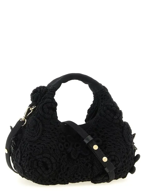 GANNI Mini Hobo Crochet Handbag With Beaded Embellishments