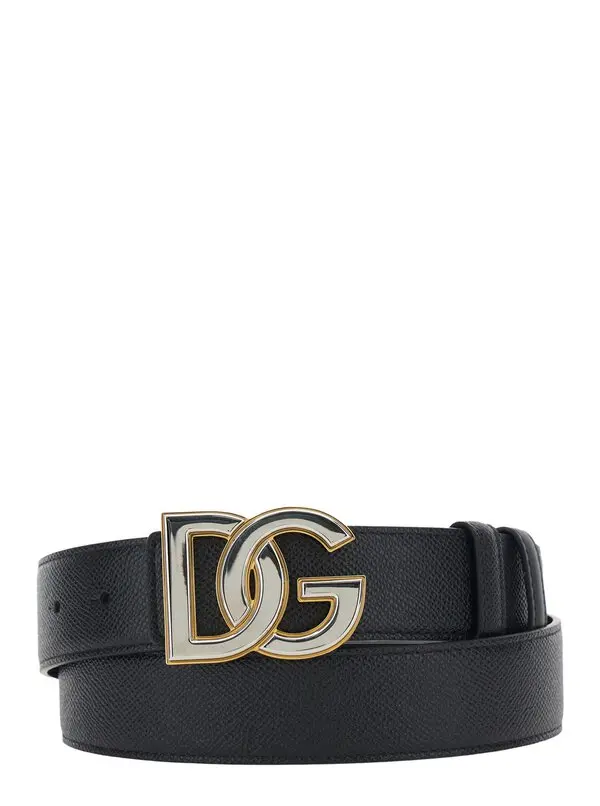 Dolce & Gabbana Leather Belt With Logo Buckle - Multicolor