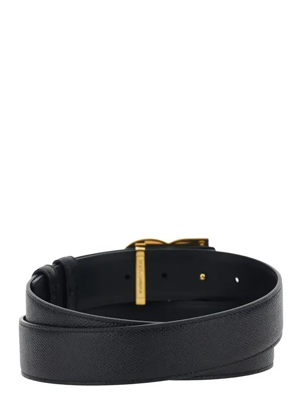 Dolce & Gabbana Leather Belt With Logo Buckle - Multicolor