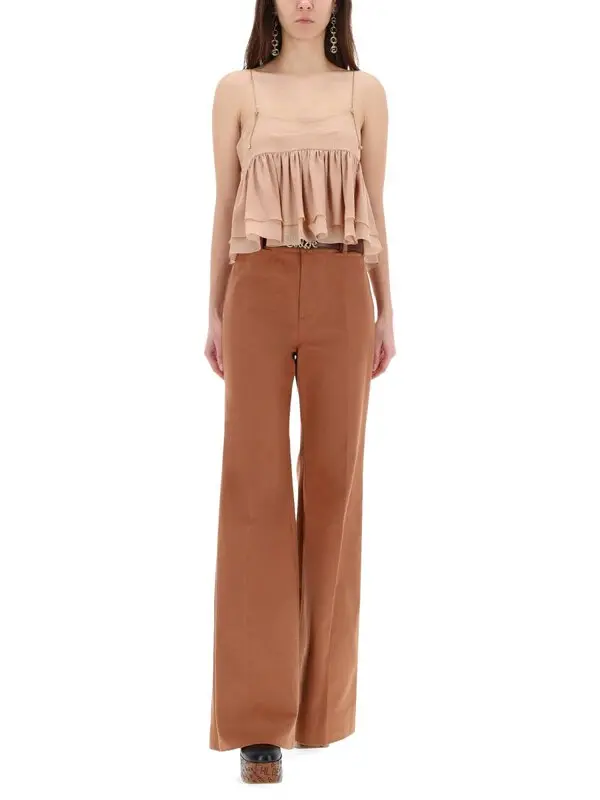 Chloé High Waist Flared Cotton Pants