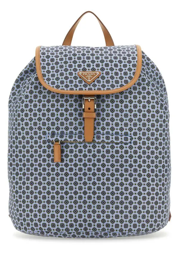 Prada Printed Re-nylon Backpack With Golden Metal Finishing - Multicolor