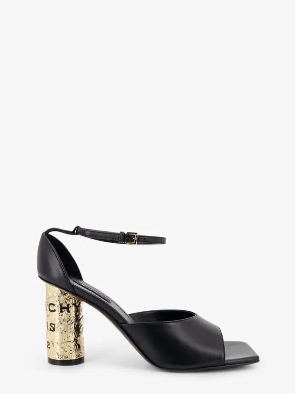 Givenchy Leather Sandals With Metal Tape Heel - Black