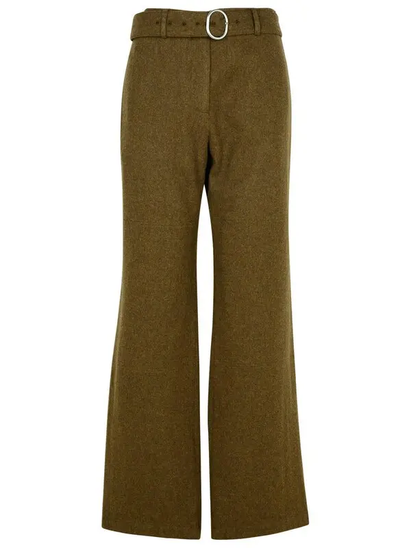 JIL SANDER Wool Flannel Pants - Brown