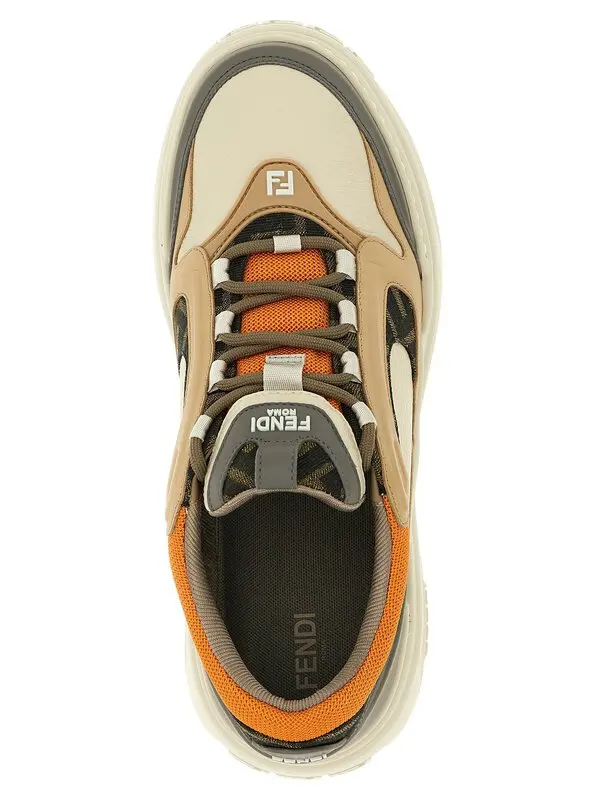 Fendi Force Leather Sneakers With Ff Jacquard - Multicolor