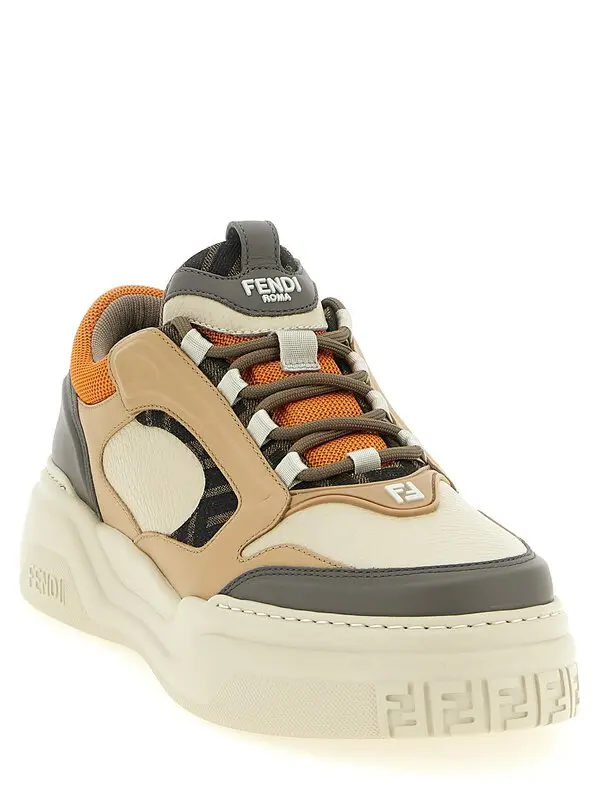 Fendi Force Leather Sneakers With Ff Jacquard - Multicolor
