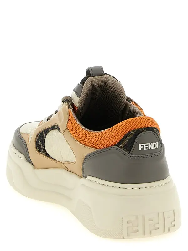 Fendi Force Leather Sneakers With Ff Jacquard - Multicolor