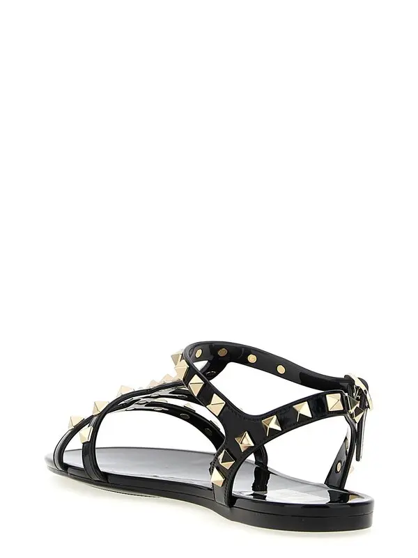 Valentino Garavani Rockstud Pvc Flip Flop Sandals With Bow Detailing