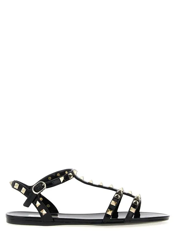 Valentino Garavani Rockstud Pvc Flip Flop Sandals With Bow Detailing - Black