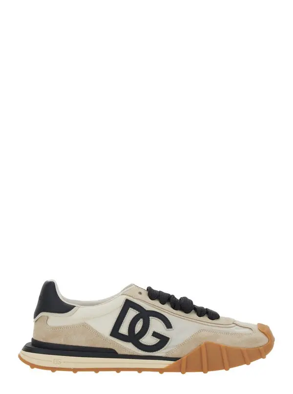 Dolce & Gabbana Dg Suede And Mesh Low Top Sneakers - Black