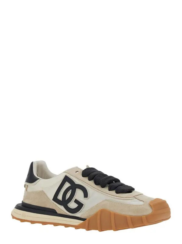 Dolce & Gabbana Dg Suede And Mesh Low Top Sneakers - Black