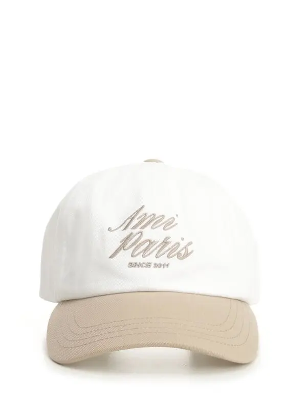 AMI Paris Cotton Gabardine Bicolor Cap - Cream