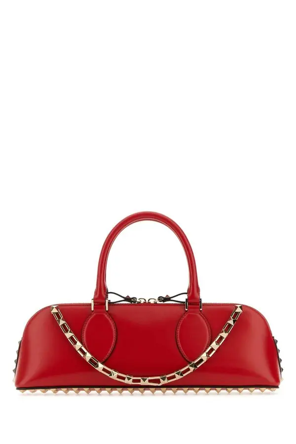 Valentino Garavani Calf Leather Bag With Studded Trim And Chain Strap - Multicolor