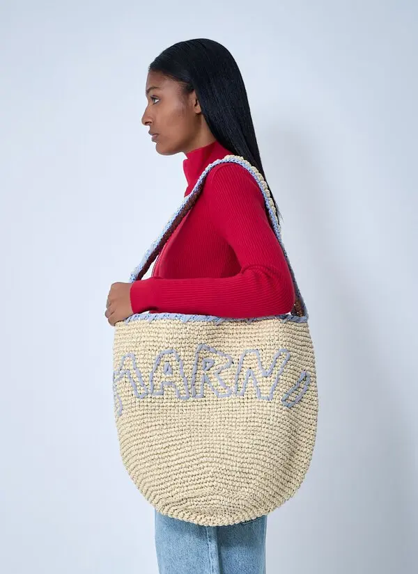 Marni Woven Raffia Hobo Bag