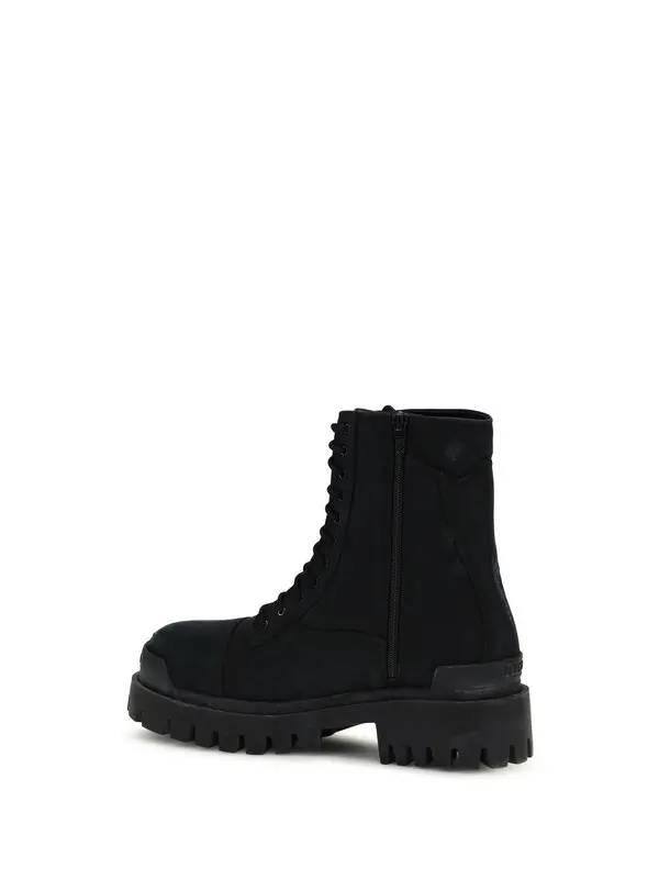 Balenciaga Cotton Canvas Combat Strike Boots - Black