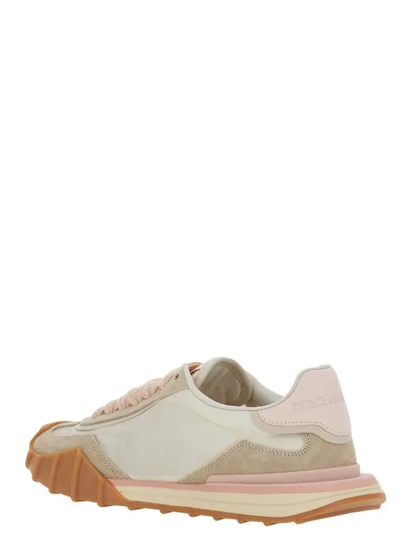 Dolce & Gabbana Low Top Sneakers With Maxi Logo Detailing - Pink