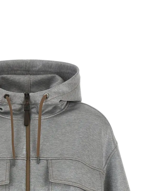 Brunello Cucinelli Mélange Cotton Bomber Jacket With Shiny Zipper Pull