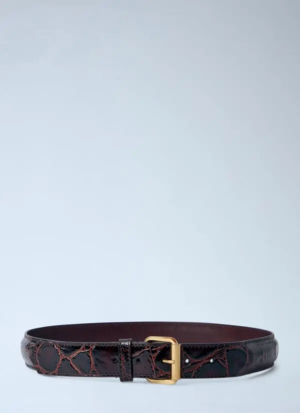 Dries Van Noten Embossed Leather Belt With Gold-tone Buckle - Multicolor