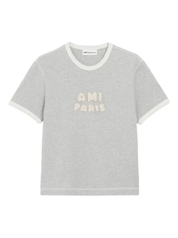AMI Paris Short Sleeve T-shirt With Knitted Patch