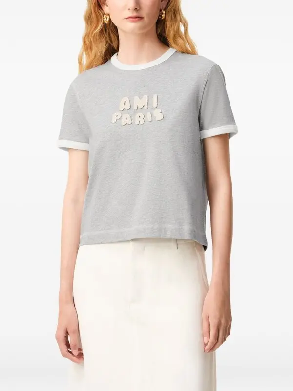 AMI Paris Short Sleeve T-shirt With Knitted Patch