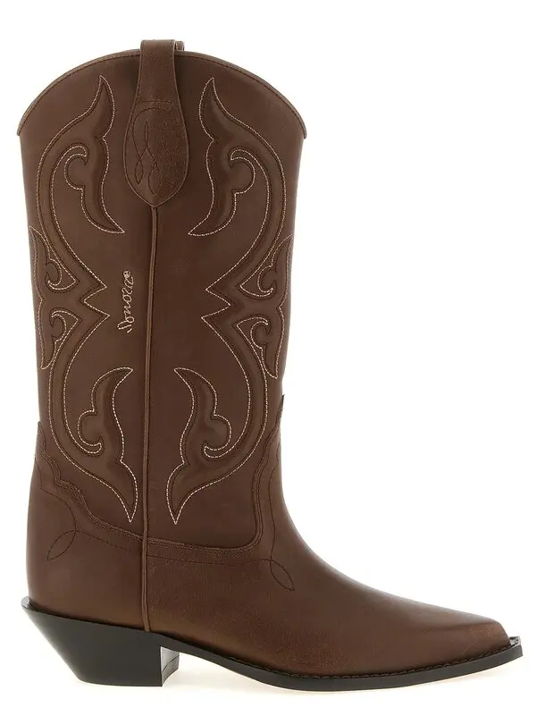 SONORA Yuma Napped Calfskin Leather Boots With Contrast Stitching - Brown