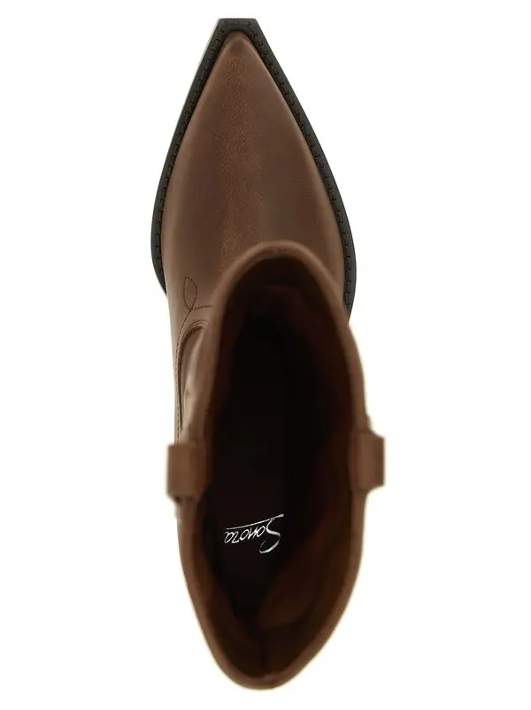 SONORA Yuma Napped Calfskin Leather Boots With Contrast Stitching - Brown
