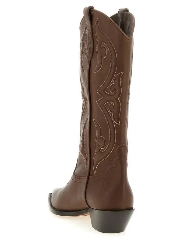 SONORA Yuma Napped Calfskin Leather Boots With Contrast Stitching - Brown