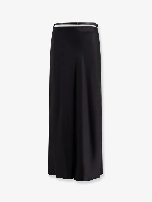 TOM FORD Silk Midi Skirt With Adjustable Belt - Black