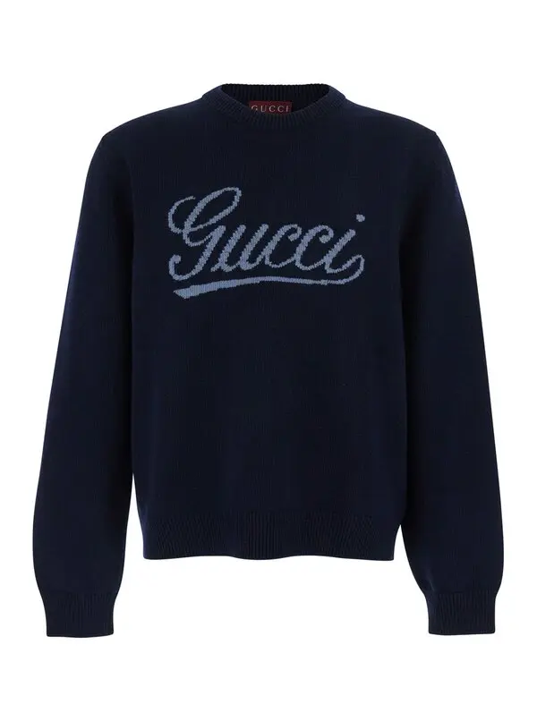 Gucci Wool Crew Neck Sweater With Logo Embroidery - Multicolor