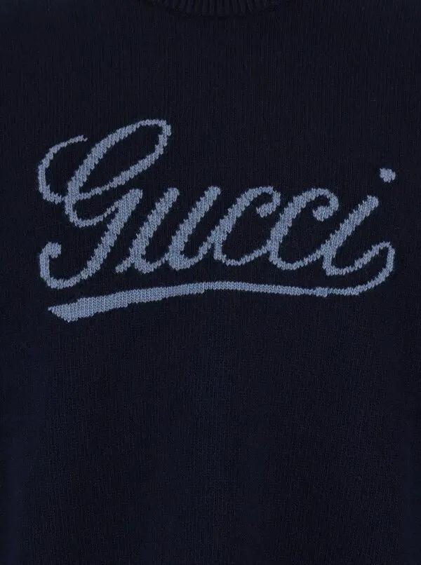 Gucci Wool Crew Neck Sweater With Logo Embroidery - Multicolor