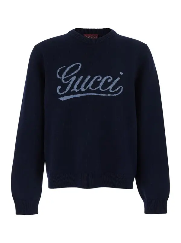 Gucci Wool Crew Neck Sweater With Logo Embroidery