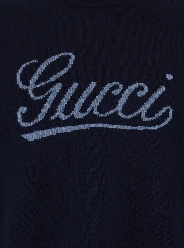 Gucci Wool Crew Neck Sweater With Logo Embroidery