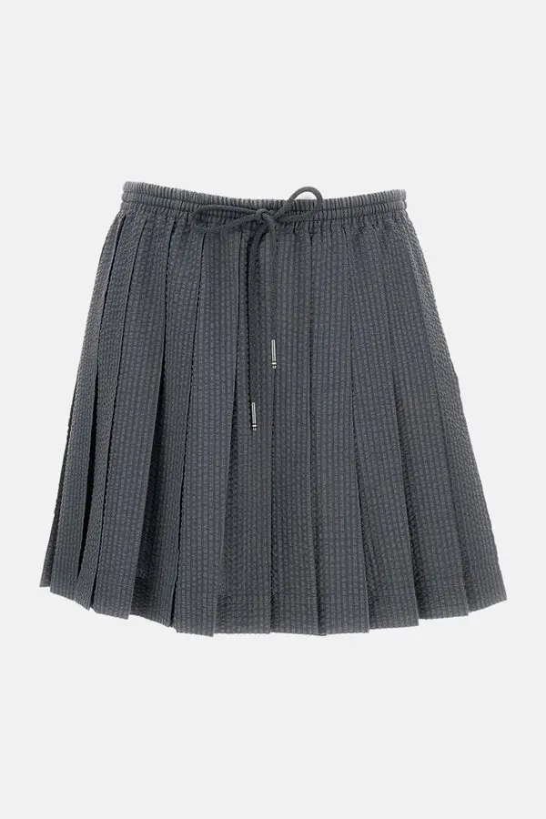 Thom Browne Pleated Seersucker Skirt - Multicolor