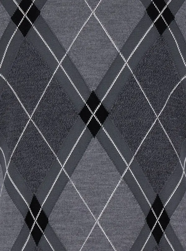 Dolce & Gabbana Grey Argyle Wool Blend Crew Neck Sweater - Gray