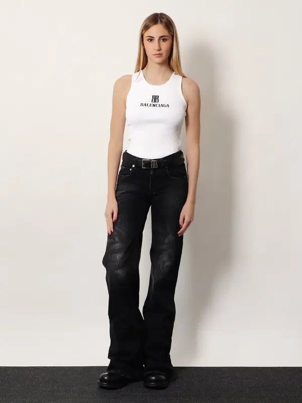 Balenciaga Wide Leg Flared Denim Trousers