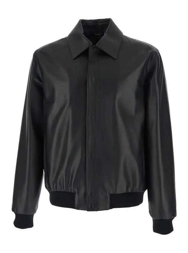 Fendi Leather Jacket With Lettering Logo
