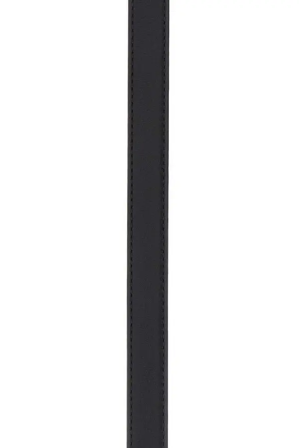 Alexander McQueen Leather Belt With Antiqued Silver Metal Logo - Black