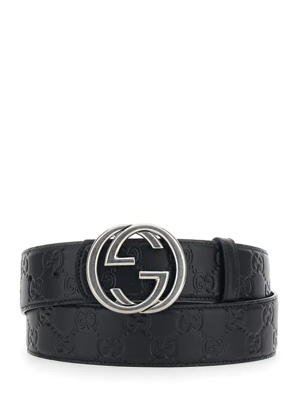 Gucci Black Reversible Gg Buckle Leather Belt - Multicolor