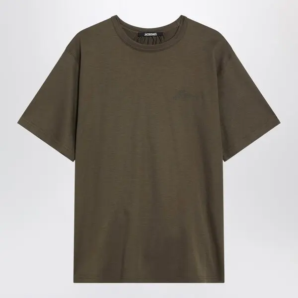 Jacquemus Khaki Cotton T-shirt With Back Pleats - Brown